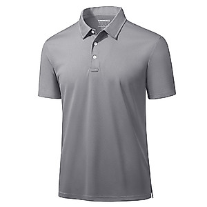 MAGCOMSEN Short Sleeve Golf Polo Shirts for Men Golf T Shirts Work Shirts Casual Fishing Shirts Quick Dry Outdoor Shirts Light Grey