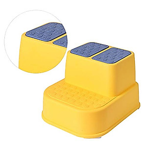 NUOBESTY Kids' Step Stools Toddlers Step Stool Anti-Slip Baby Kids Toilet Training Bathroom Up Step Stools with Double Steps for Brushing Teeth Washing Hands (Yellow) Toddler Stool