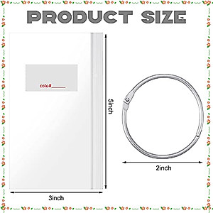 Floss Organizer Bags with 2 Inch Loose Leaf Binder Ring Clips for Index Cards, Embroidery Floss Storage Book Rings Metal Rings for Thread Flash Cards (200 Pcs)