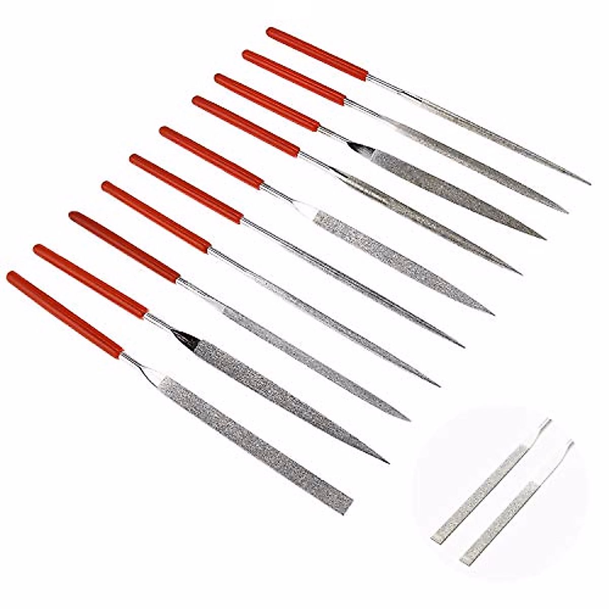 KALIM 10Pcs Mini Diamond Needle File Set 6 Inch Total Length 150 Grit Diamond File(Usable File Length:2-3/4 Inch)
