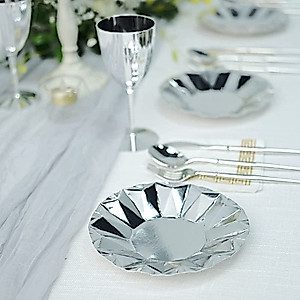 Balsa Circle 25 Silver Geometric Round 7 in Metallic Disposable Dinner Salad Paper Plates Party Events Home Tableware Decorations Supplies