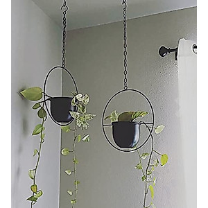 Shineloha 2 Pack Hanging Planters for Indoor Plants with 5.5" Pot (Detachable) + Hook + Chain | Hanging Planters Indoor, Ceiling Planters, Mid Century Planter for Indoor & Outdoor, NO Plant incld
