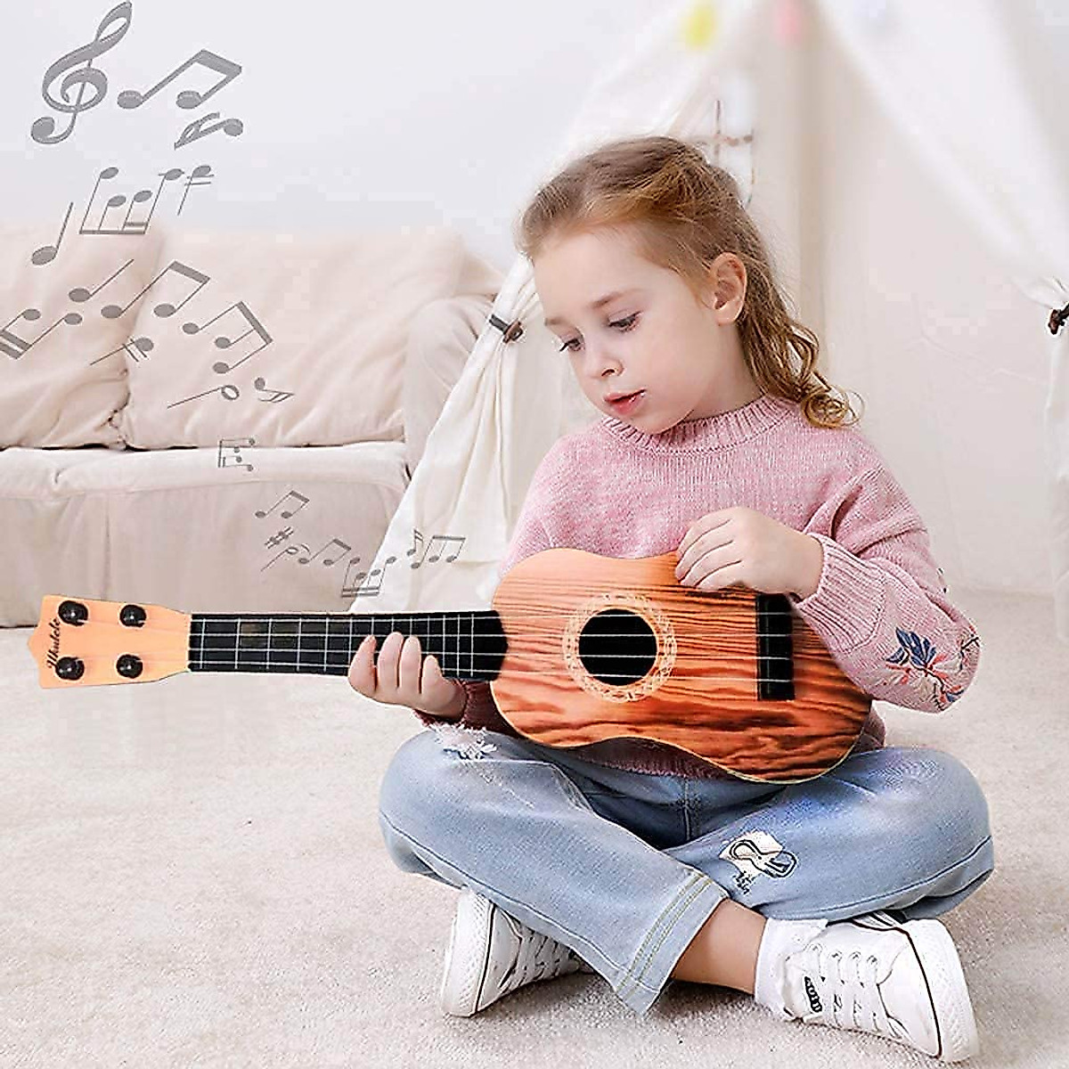 WhiteMyrtle Kids Ukulele Toys 16.5 inch Mini Guitar, Musical Toy Children Musical Instrument Educational Toys for Beginner,for Beginners Toddlers Ages 3+ Boys Girls