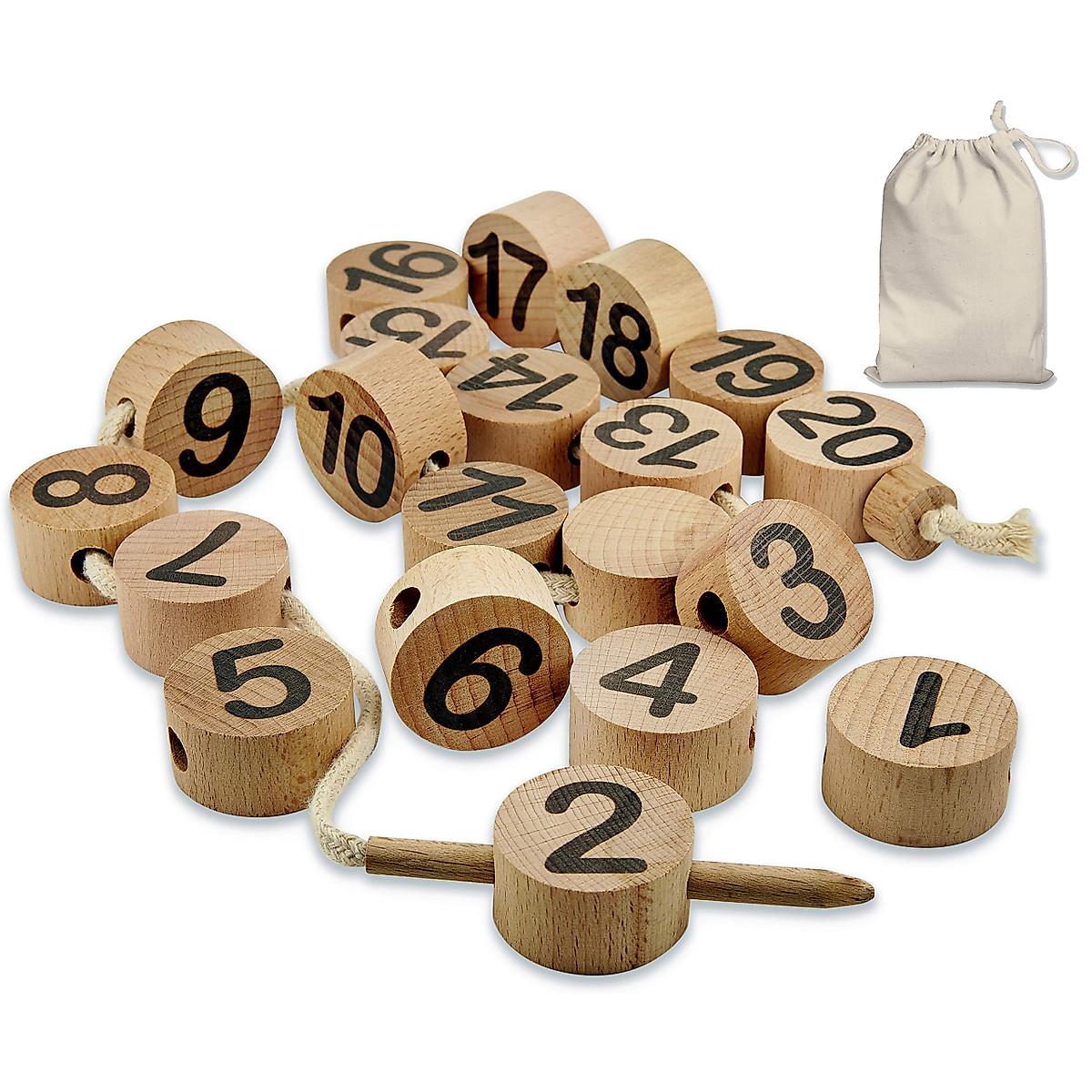 Montessori Toys for Toddlers Lacing Beads with Numbers - Developmental and Fine Motor Skills Toy