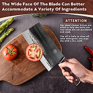 TAN REN 8 Inch Cleaver Knife and 9 Inch Fishing Knife for Meat Cutting, Chinese Cleaver Knife Heavy Duty Bone Chopper, Fishing Fillet Knife with Full Tang Ergonomic Handle, Father's Day Gift