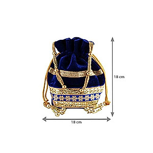 GoldGiftIdeas Indian Potli Bags for Wedding, Bridal Clutch, Bridal Purse for Party, Bridal Potli Bags, Traditional Potli Bags, Party Favor Bags (Pack of 5)