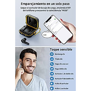 Kingstar Waterproof Earbuds Wireless Headphones for iPhone Android, in-Ear True Bluetooth Earbuds with Microphone Touch Control Auto Pairing True Shockproof Dockproof Blue Tooth Ear Buds for Sport