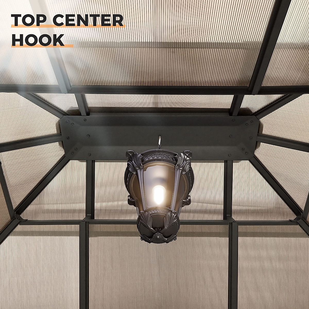 HAPPATIO 10'x 12' Outdoor Hardtop Gazebo, Polycarbonate Double Roof, Aluminum Furniture Gazebo Canopy with Netting and Curtains for Garden, Patio,Deck (Brown)