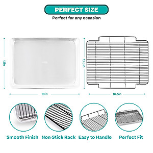 Baker's Secret Non Toxic Large Roasting Pan with 18" Rack, Roaster 100% Recycled Aluminum, Turkey Roasting Pan, Vegetables, Poultry, Easy-Release - The Natural Aluminum Collection