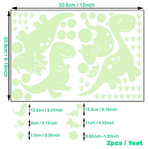 Glow in The Dark Stickers,2 Pack Dinosaur Stickers Decor for Boys Kids Bedroom,Wall Stickers for Living Room Decorations