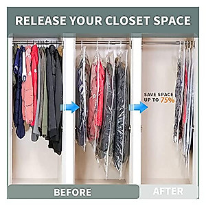 NEWDEZHI Hanging Vacuum Storage Bags, 2023 New Hanging Space Saver Bags, Outer Bags for Coats, Reusable Vacuum Seal Bags for Clothes with Pump (5pcs,L)