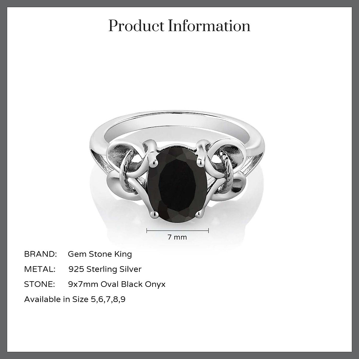 Gem Stone King 925 Sterling Silver Oval Gemstone Birthstone Engagement Ring | Oval 9X7MM | Wedding Anniversary Promise Ring For Women | Available in size 5, 6, 7, 8, 9