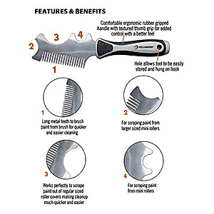ROLLINGDOG 4 in 1 Paint Brush Comb - Paint Brush&Roller Cleaner Tool