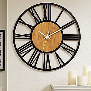 1st owned Round Wall Clock for Living Room Decor Modern Battery Operated Nearly Silent Black Clocks for Home Living Room Garden Office Cafe Decoration -40CM