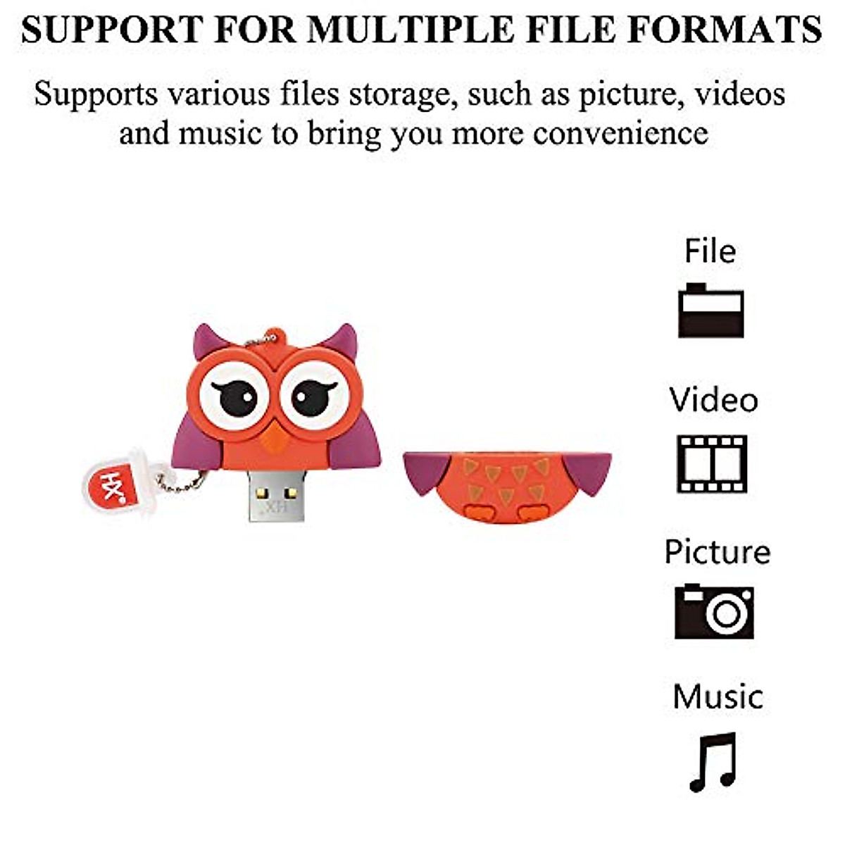 USB Flash Drive, 8GB / 16GB / 32GB / 64GB Silicone USB 2.0 USB Memory Stick Data Storage Pendrive Thumb Drives (64GB, Cute Owl)