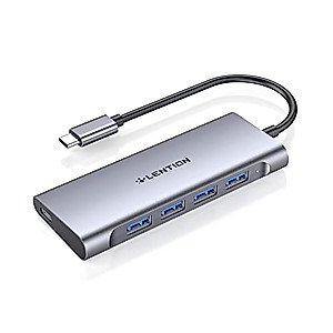 LENTION USB C Hub with 4 USB 3.0 & Type C Charging Compatible 2023-2016 MacBook Pro, New Mac Air, New Surface, Chromebook, More, Stable Driver Certified Type C Multiport Adapter (CB-C31, Space Gray)