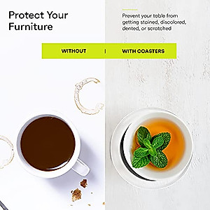 Acrylic Drink Coasters Set of 6 | Premium Stylish Black 4 Inch Coaster Set for Tabletop, Coffee Table Protection | Coasters Will Not Scratch Your Wood Tables or Stick to Glass | Home Decor Accent