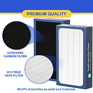 Classic 400 Series DualProtection Filter Replacement Compatible with BLUEAIR Classic 400 Series Air Cleaner Purifiers, 480i, 402, 403, 405, 410, 450E, 455EB, HEPA Filter with Activated Carbon, 2 Pack