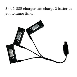 VOCTI 3.7V 600mAh Battery for E58 S168 JY019 JD-19 Foldable Drone Original Battery RC Aircraft Battery Accessory with USB Charging Cable (3 Pack)