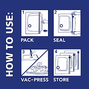 Hefty Shrink-Pak Vacuum Storage Bags – For Clothes, Pillows, Towels, Blankets & More – Space Saver Vacuum Suction Sealer Bags for Home or Travel – 6 Medium Bags, 23 x 18 Inches