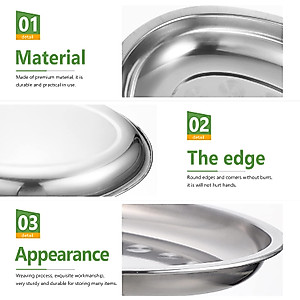 DOITOOL Grilling Platter Stainless Steel Salad Serving Tray Oval Shape Mixing Bowl Serving Tray Dishes Dessert Fruit Dishes Snack Plate Vegetable Candy Display Platters for Kitchen 30cm Platters