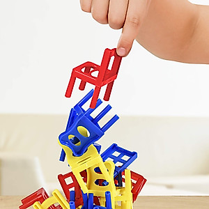 Gamie Balancing Chair Game, 2 Sets, Stacking Chair Games with 18 Mini Chairs & Instruction Guide, Family Game Night Games for Children, Development Learning Game for Coordination & Balance