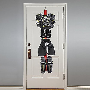 JYSILIYH Hockey Hanger Portable Hanging Dryig Rack Hockey Gifts for Home and Outdoor Using in Ice Hockey Skating Football Camping Fishing 5 Hooks (Red)