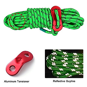 Outdoors Tent Stakes Pegs,SourceTon 10 Pack Tent Pegs Stakes and 4 Pack 4mm Reflective Guy Lines with Cord Adjustment & Pouch,Premium 7" Nail Spike Garden Stakes Camping Pegs for Pitching Camping Tent