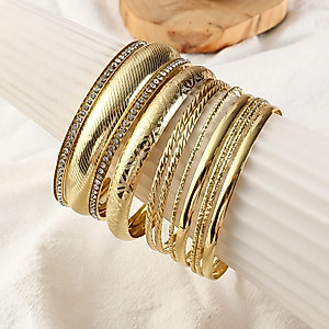 Gold Bangles for Women Chunky Gold Bracelet Cuff Bracelet Gold Bracelet Stack Arm Cuff Bracelet Chain Bracelet Statement Bracelet Jewelry Gifts for Girls Trending Bracelets for Women 2024
