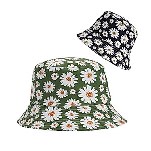 LONULAIN Reversible Bucket Hat for Women Men, Unisex Print Double-Side Wearable Summer Sun Protection Fisherman Hat/Beach Cap