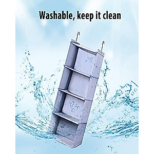 2 Packs Hanging Shoe Organizer with 4-Shelf, Sturdy Hanging Closet Organizer for Shoes, Clothes, Handbag, Foldable Hanging Closet Shelves ,Thickened Washable Oxford Fabric, 35.6"H* 12.2"W*11.8"D