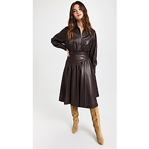 Rebecca Taylor Women's Vegan Leather Midi Wrap Skirt, Deep Port, Purple, Brown, 4