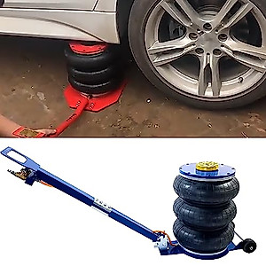 YSKJATPT Air Jack, 5 Ton/11000 lbs Triple Bag Air Jack, Lift Up to 15.75 Inch, 3-5S Fast Lifting Air Bag Jack for Cars with Adjustable Long Handle (Blue)