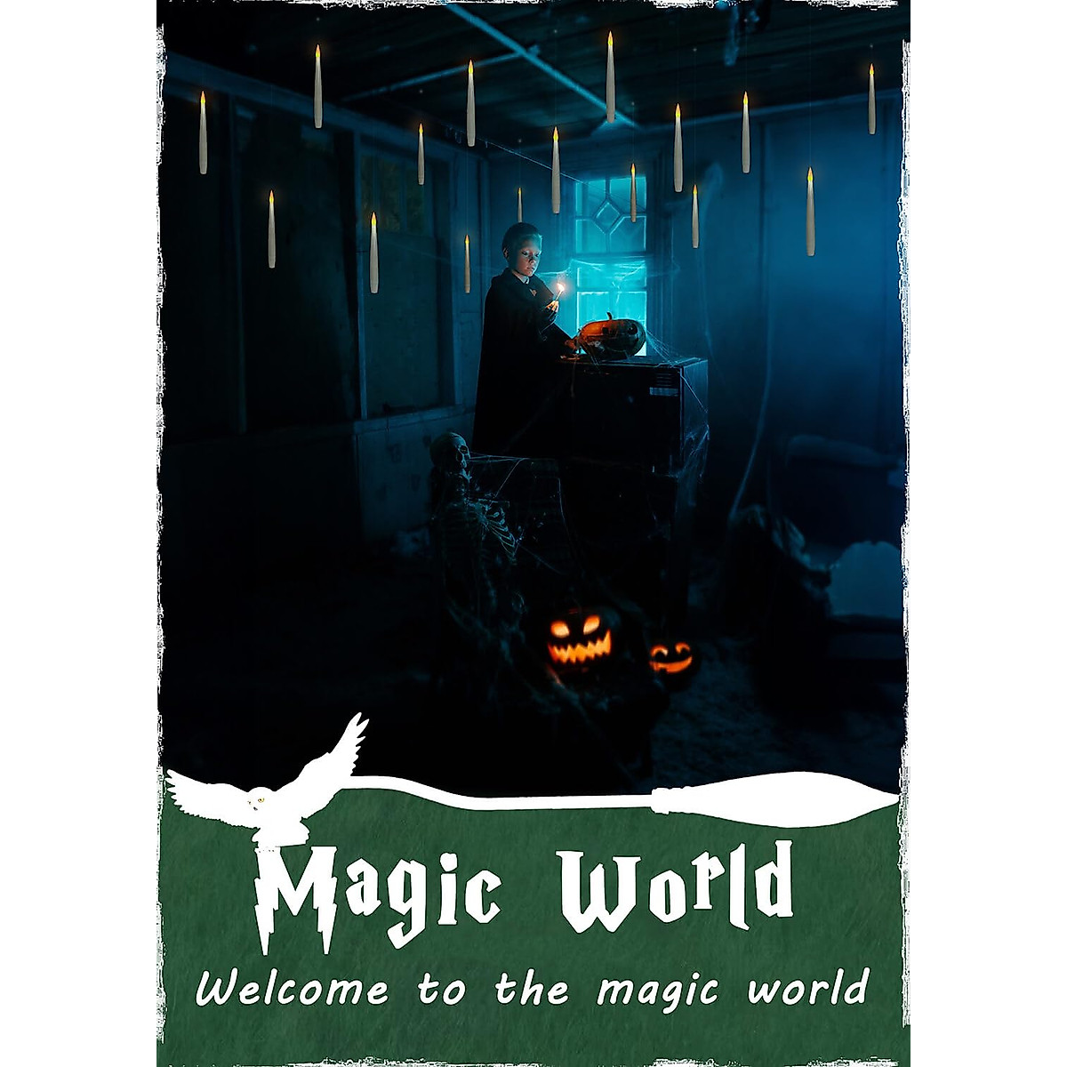 Leejec Floating Candles with Magic Wand Remote(6/18H Timer), 12pcs 6.1" Hanging Flameless Taper Candles, Battery Operated Flickering Warm Light, Halloween Christmas Wedding Party Decor & Gift(Ivory)