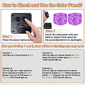 BOLWEO Purple Fairy Lights Solar Lights Outdoor Garden, Christmas Solar String Lights 39.4Ft 120 LED, IP65 Waterproof Solar Outdoor Lights Backyard Deck Fence Patio Decor Diwali Halloween Decorations