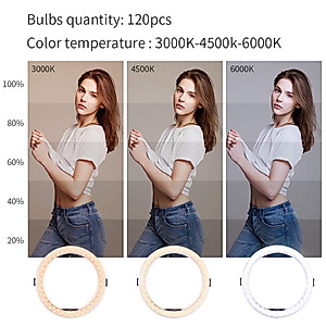 K&F Concept 11 Inch Selfie Ring Light Set with Tripod Stand Cell Phone Holder 3 Light Modes Smartphone Ring Light