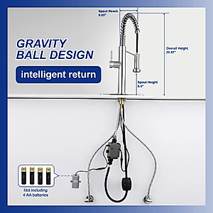 Fapully Touchless Kitchen Faucet with Pull Down Sprayer,Sensor Commercial Pull-Down Single Handle Kitchen Sink Faucet Brushed Nickel