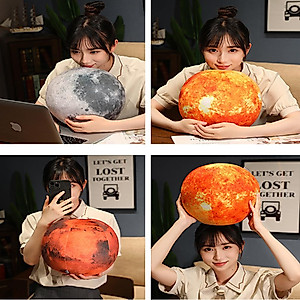 WeightedPlush 10in Blue Earth Planet Plush Pillow, Soft Realistic Mars Moon Sun Stuffed Animal Globe Plushies Toys Learning Science Astronomy Space Solar System Educational Stuffed (Sun)