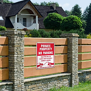 3 Pieces No Parking Sign, 14 x 10 Inches Reflective Private Property Sign Violators Will Be Towed Sign, Rust Free Aluminum, UV Protected, Weather Resistant, Waterproof, Durable Ink, Easy To Mount