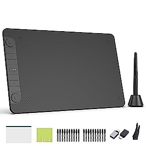 VEIKK VK1060PRO 10 x 6 Inch Large Drawing Tablet with 2 Scroll Wheels, 6 Express Keys,P05 Battery-Free Stylus of 8192 Levels Pressure, Graphics Tablet for Android Win Mac Chrome OS