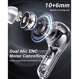 ACEFAST Wireless Earphones Bluetooth 5.3 Headphones LED Power Display Mini Crystal in-Ear Earbuds with Wireless Charging Case Touch Control Built-in Mic Headphone for Sports Waterproof Earphone