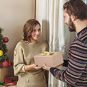 Gift Box With Lid 9" X 7" X 4", Deluxe Gift Box With Ribbon Greeting Card and Magnet Closure, Suitable for Wedding, Mother'S Day, Bridesmaid Gift, Graduation, Christmas, Holiday, Birthday, Etc.Rose Gold