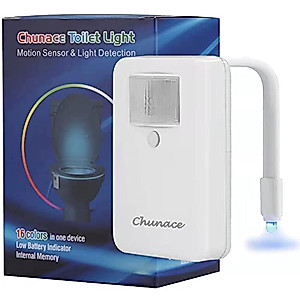 2 Pack Toilet Night Lights, 16-Color Changing LED Bowl Nightlight with Motion Sensor Activated Detection, Cool Fun Bathroom Accessory - Unique & Funny Gadgets for Christmas Stocking Stuffers