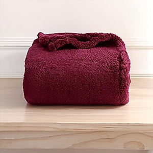 Berkshire Blanket Extra-Fluffy Throw | Soft Fluffy Ultra Plush Solid Throw | Wine | 55" x 70"
