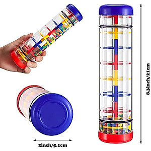 Rainmaker Baby Rain Stick Toys for Kids: 8 inch Rainstick Sensory Rattle Toys for Babies,Shaker Rainfall Tubes Musical Instrument -Red