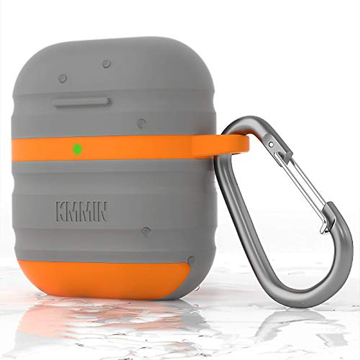 AirPods Case, KMMIN Waterproof AirPods Case Cover for Apple AirPods 1&2 Wireless Charging Case Premium Silicone Protective Case Skin Airpods Accesssories, LED Light Visible