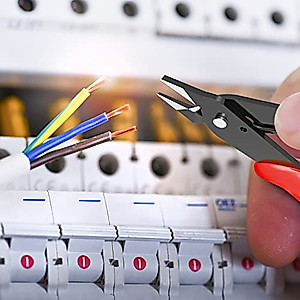 HongWay 5pcs Wire Cutters, Micro Flush Cutters with Spring, Wire Cutting Pliers, Wire Snips for Electronics Soft Copper Jewelry Making, 5-inches, Red