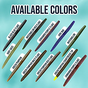 Reaction Tackle Wacky Worms/Soft Plastic Worm Stick Baits Green Pumpkin Multi Flake