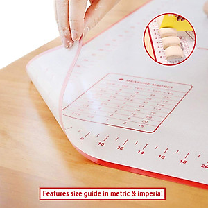 AITAOGO Silicone Pastry Mat, Non Stick Silicone Mat, Upgrade with Measurement Nonslip Baking Mat, Used for Rolling Dough, Pie Crust and Pizza, Durable Easy Clean Pastry Mat (red)