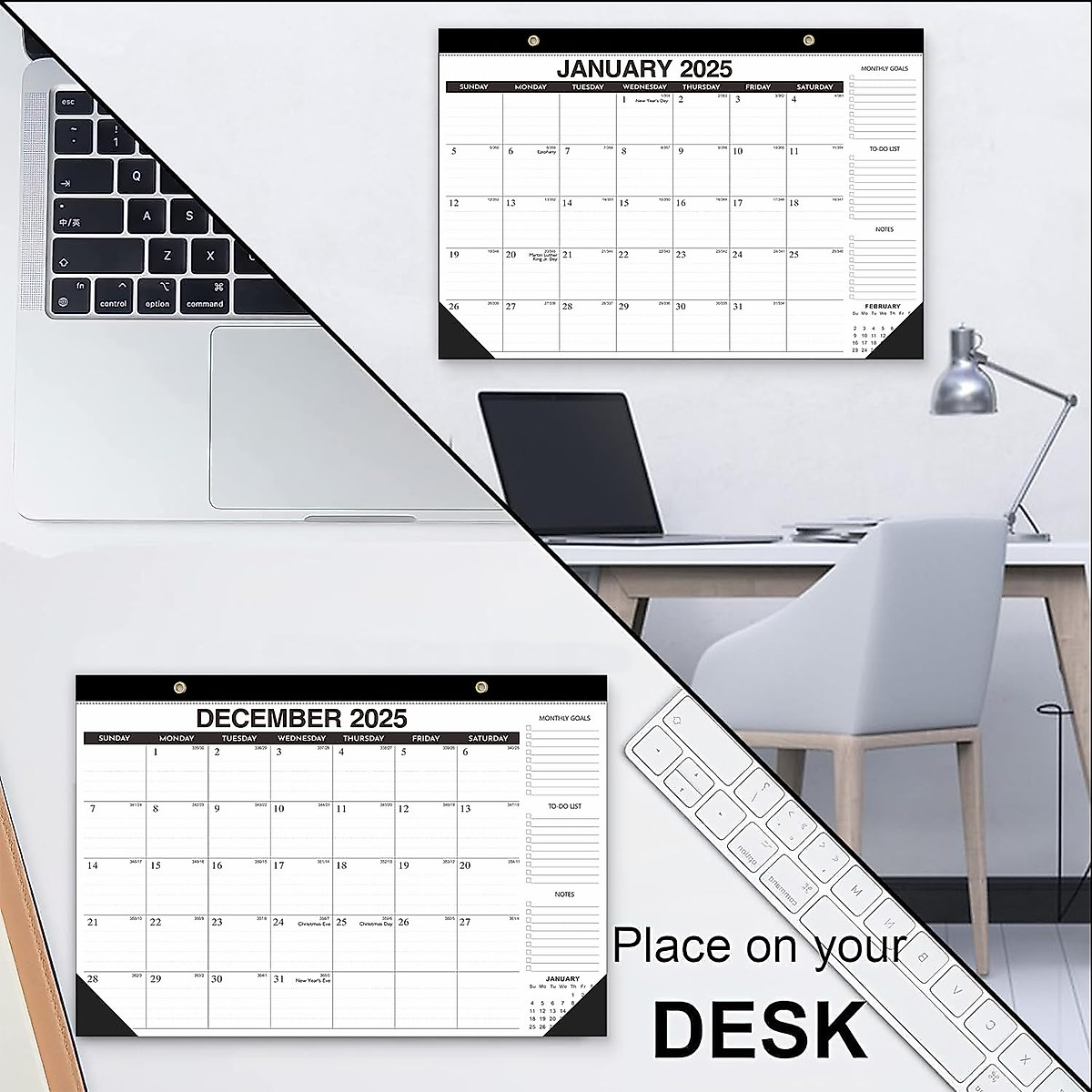 2023-2024 Desk Calendar, 18 Month Desk Calendar/Wall Calendar Combo, 17" x 12", January 2023-June 2024, Highlight Holidays, Planning Calendar, Thick Paper